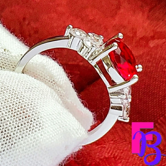FingerBlingers | Jewelry | Ruby Cz Sterling Silver Ring | Poshmark
